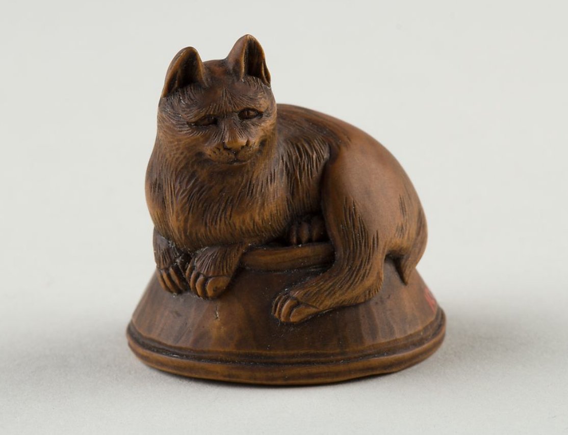 Stones Art 🎼 On Twitter Rt Catsofyore This Is Too Cute Netsuke Of Cat Lying On A Bowl
