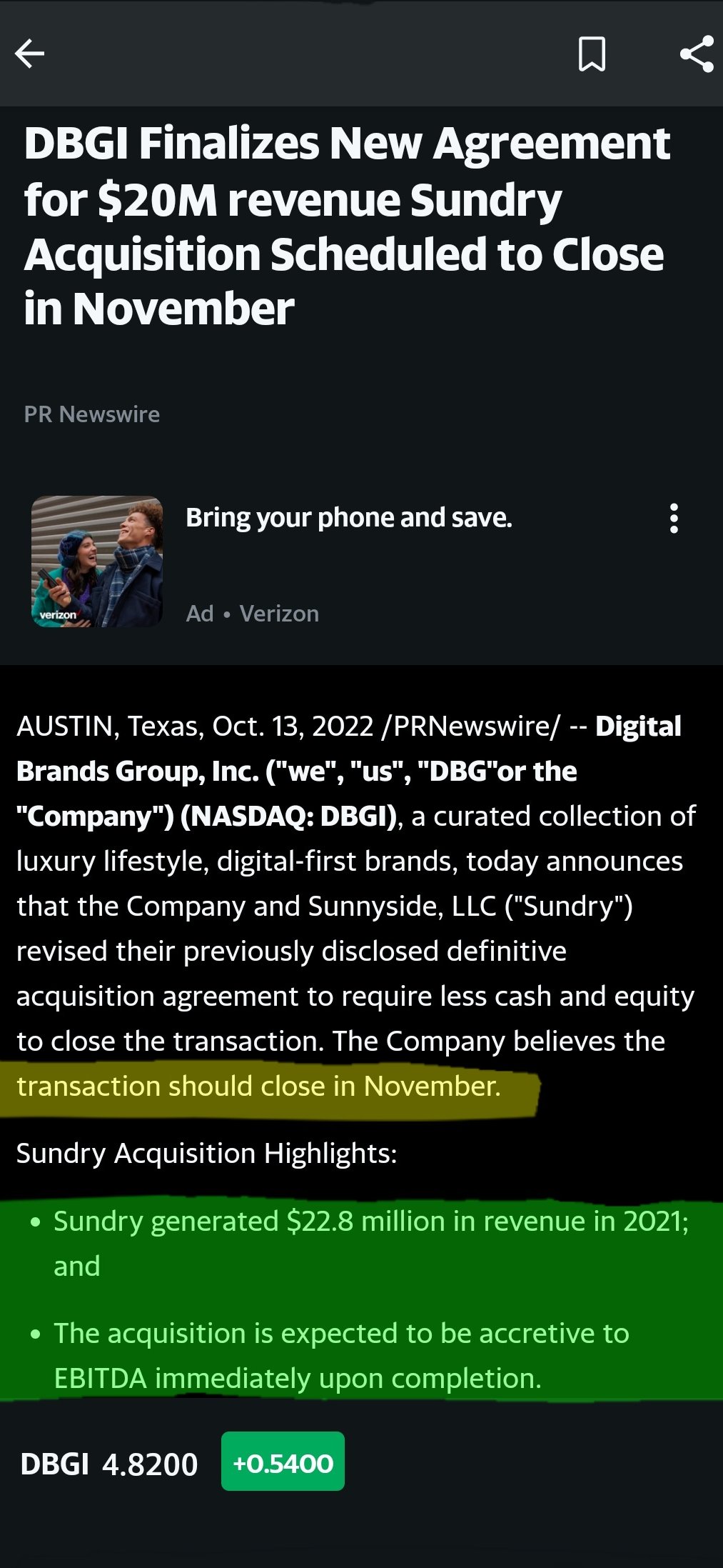sky waters on Twitter: "$DBGI $20 Million Dollar acquisition could raise market cap towards $20 ...