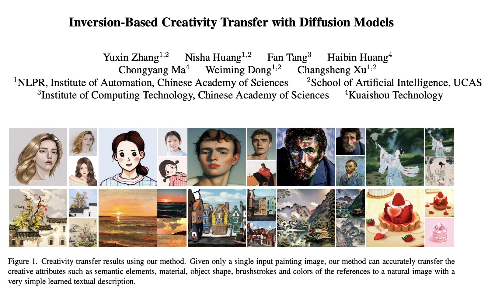 AK on Twitter: "Inversion-Based Creativity Transfer with Diffusion Models abs: https://t.co ...