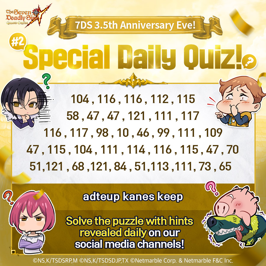 The Seven Deadly Sins: Grand Cross on Twitter: "💽 3.5th Anniversary ...