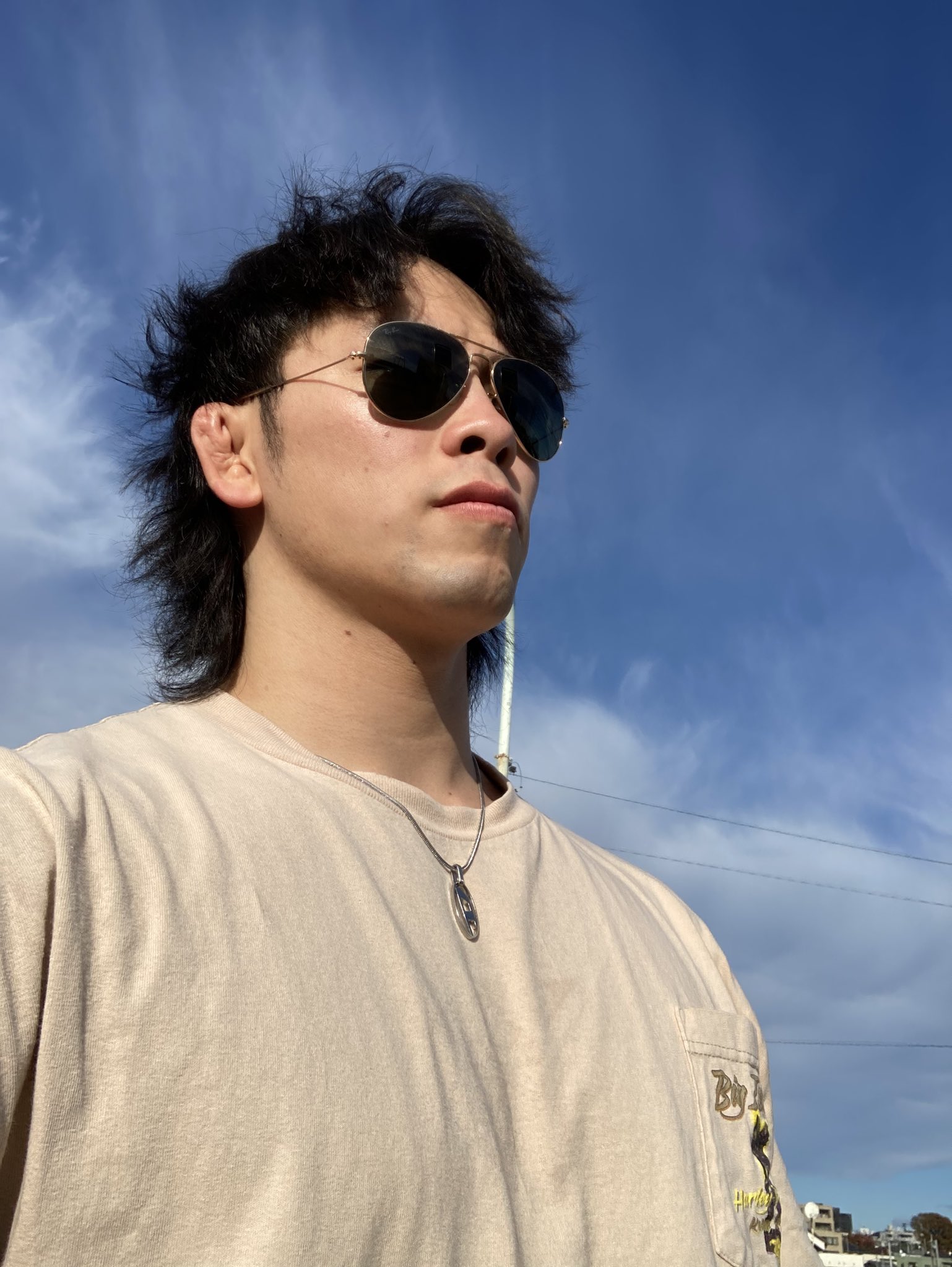 大岩陵平 Ryohei Oiwa on Twitter: "誕生日プレゼントで頂いたサングラスとネックレスとTシャツ スニーカーはワトさんに頂いたハラチ 今日は全身プレゼントコーデです🎁 ...