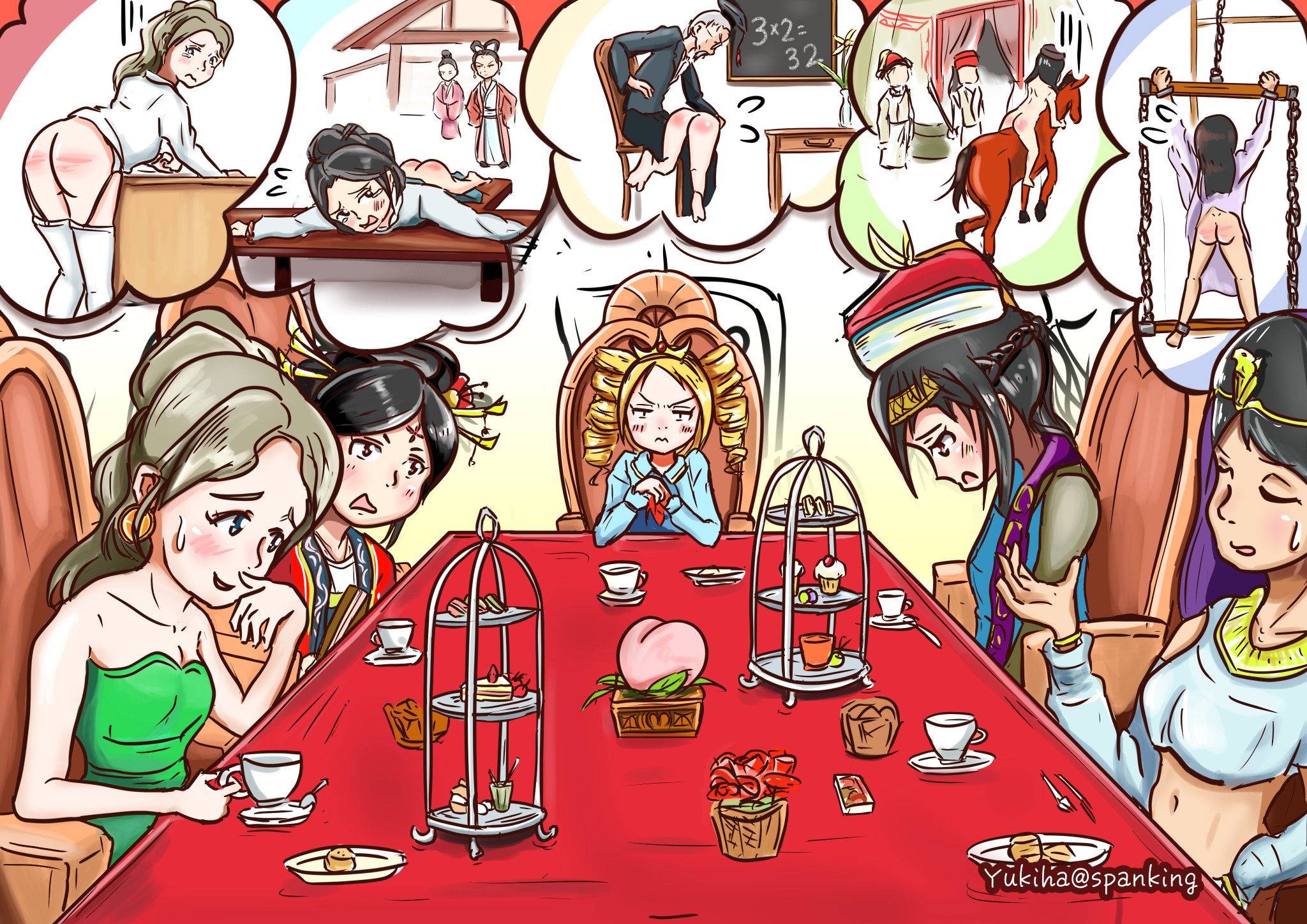 Yukiha Spanking On Twitter 【pixiv Request】 「姫様たちの、おしおきトーク外交」 (ご依頼の