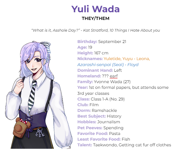 leona defense attorney ⚢ on Twitter: "twst oc i am going to post yuli's ref sheet that i put off ...