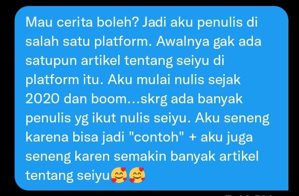 Seiyuu Fess on Twitter: "Mau cerita boleh? 😊 makasih yang udah baca! say! https://t.co ...