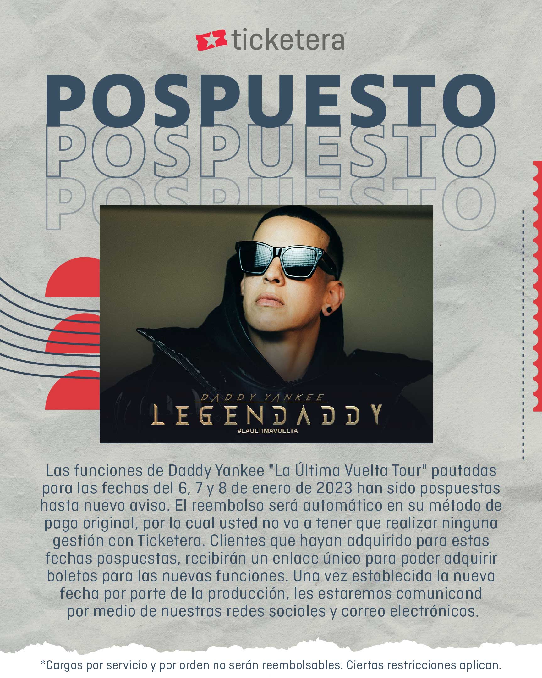 ticketera on Twitter: "🚨Evento Pospuesto🚨 Las funciones de Daddy Yankee "La Última Vuelta Tour ...