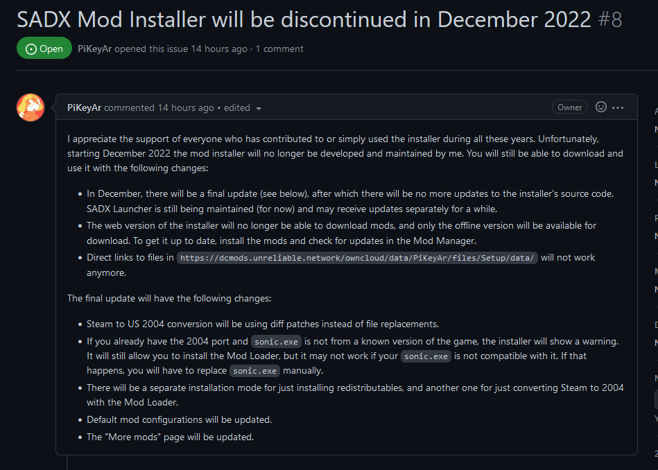 Tracker on Twitter: "Important heads-up about the SADX Mod Installer: https://t.co/K1umEVXE91 ...