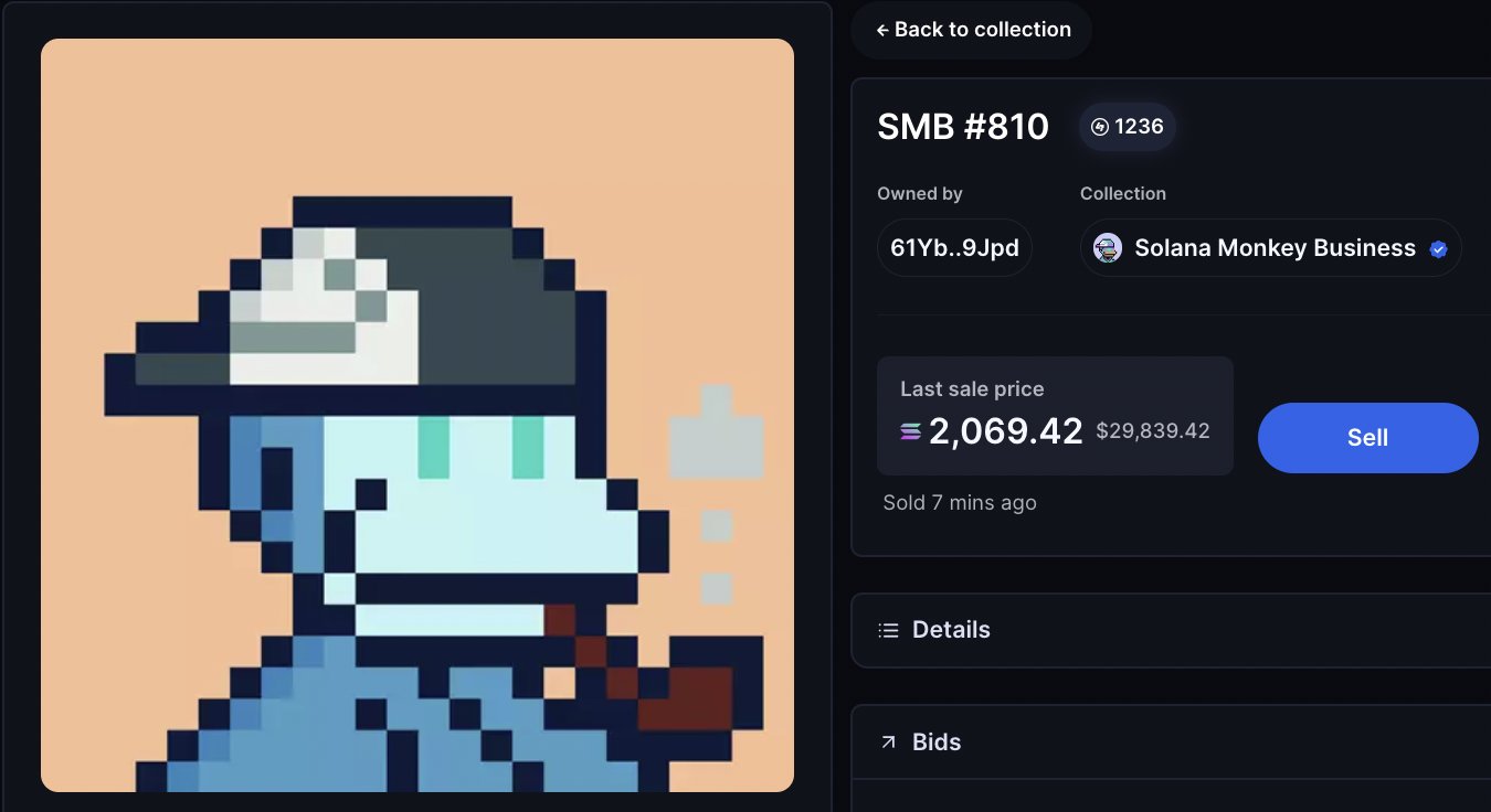 DEGEN NEWS 🗞️ on Twitter: "BREAKING: @IcedKnife SOLD HIS ICONIC @SolanaMBS #810 FOR 2,069.42 ...