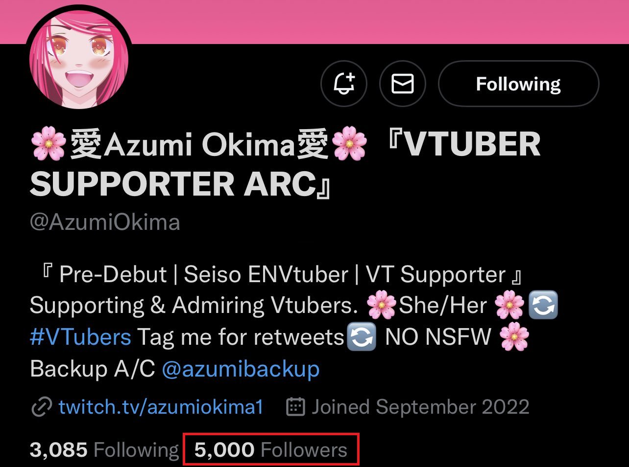 🌸愛𝗔𝘇𝘂𝗺𝗶 𝗢𝗸𝗶𝗺𝗮愛🌸『VTUBER SUPPORTER ARC』 on Twitter: "I can't believe I reached 5000 followers on ...