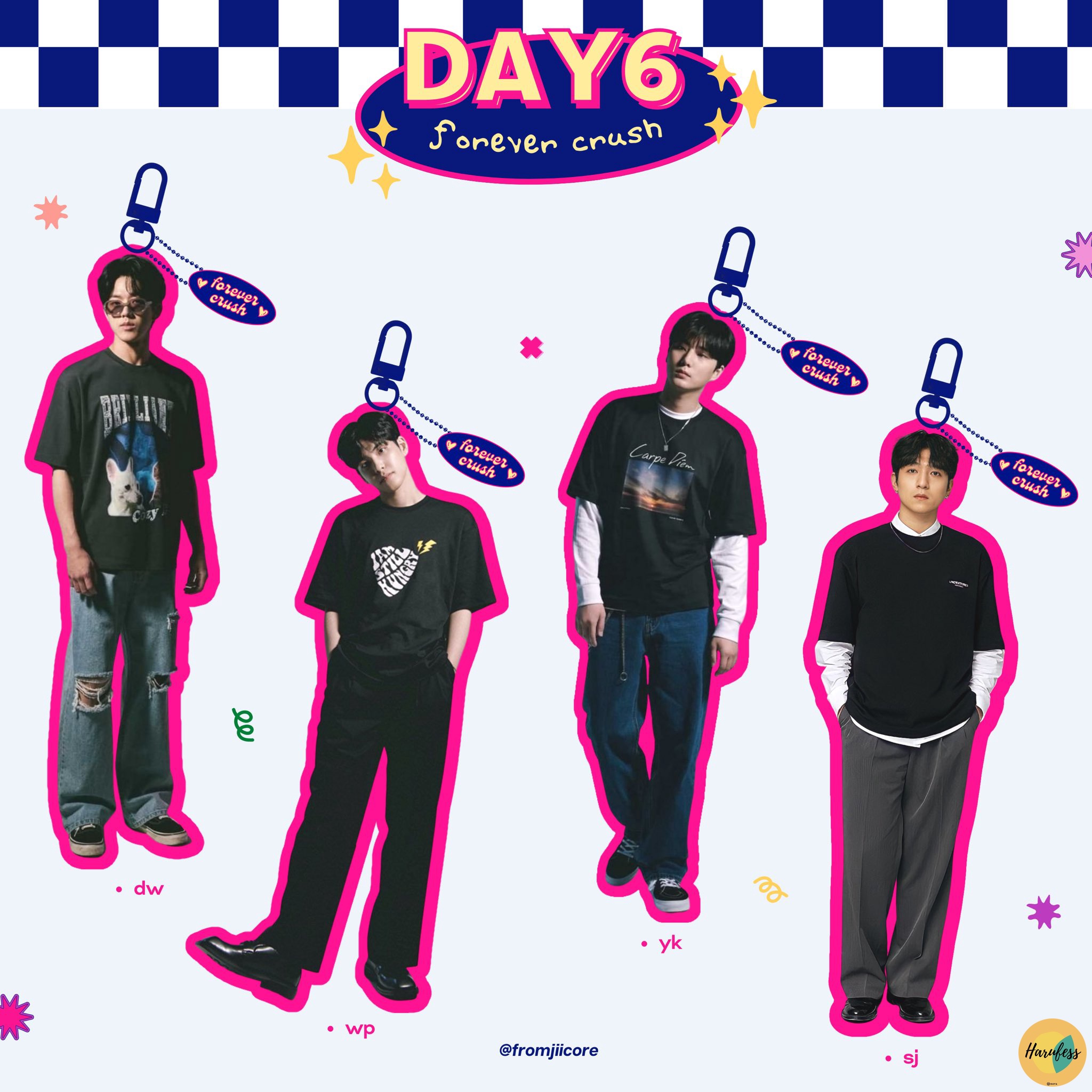 DAY6 BASE on Twitter: "hai hai -haru rencana sender mau buka po keychain member desainnya kaya ...