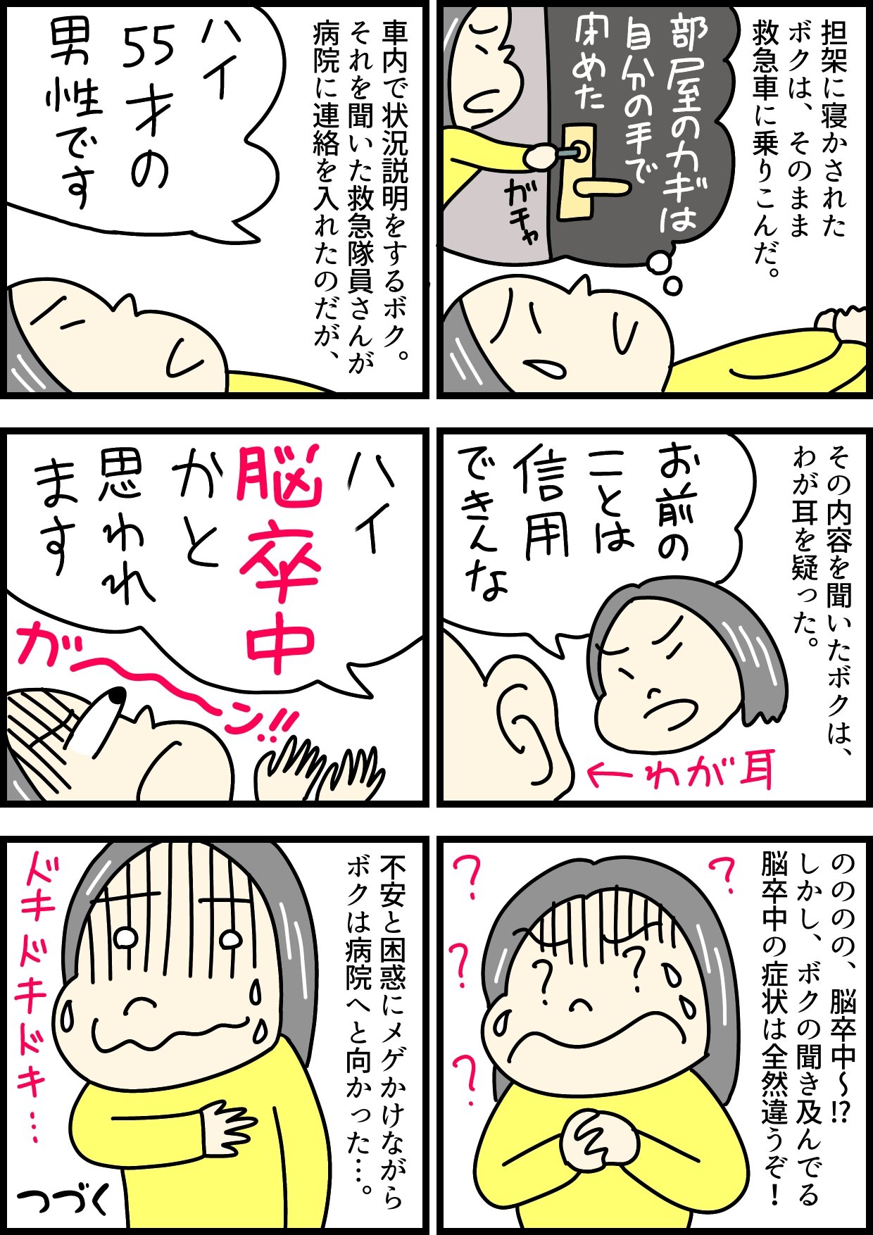 フジミ・セージ On Twitter 詰まったヨ!脳血管(5)救急隊員さんの言葉には衝撃を受けましたね。 脳梗塞 脳卒中 救急搬送 闘病 社会復帰 後遺症 障害 平衡機能