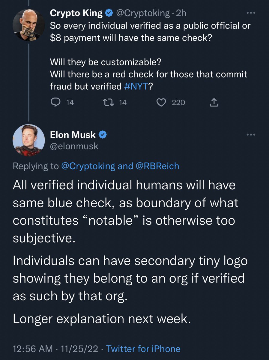 official on Twitter: "in a reply to a tweet from twitter user "crypto king" musk has created ...