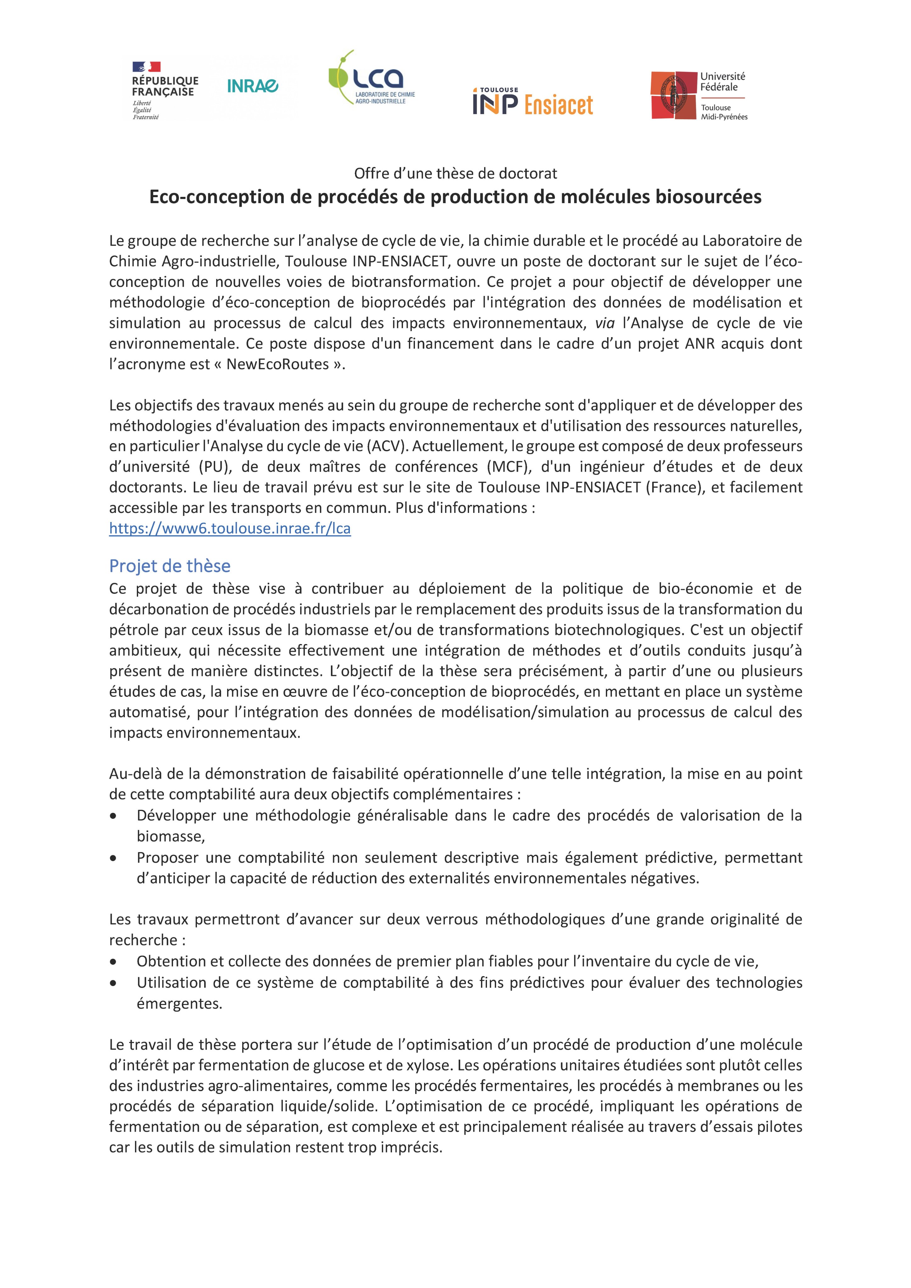 Laboratoire de Chimie Agro-industrielle (@lca_toulouse) / Twitter