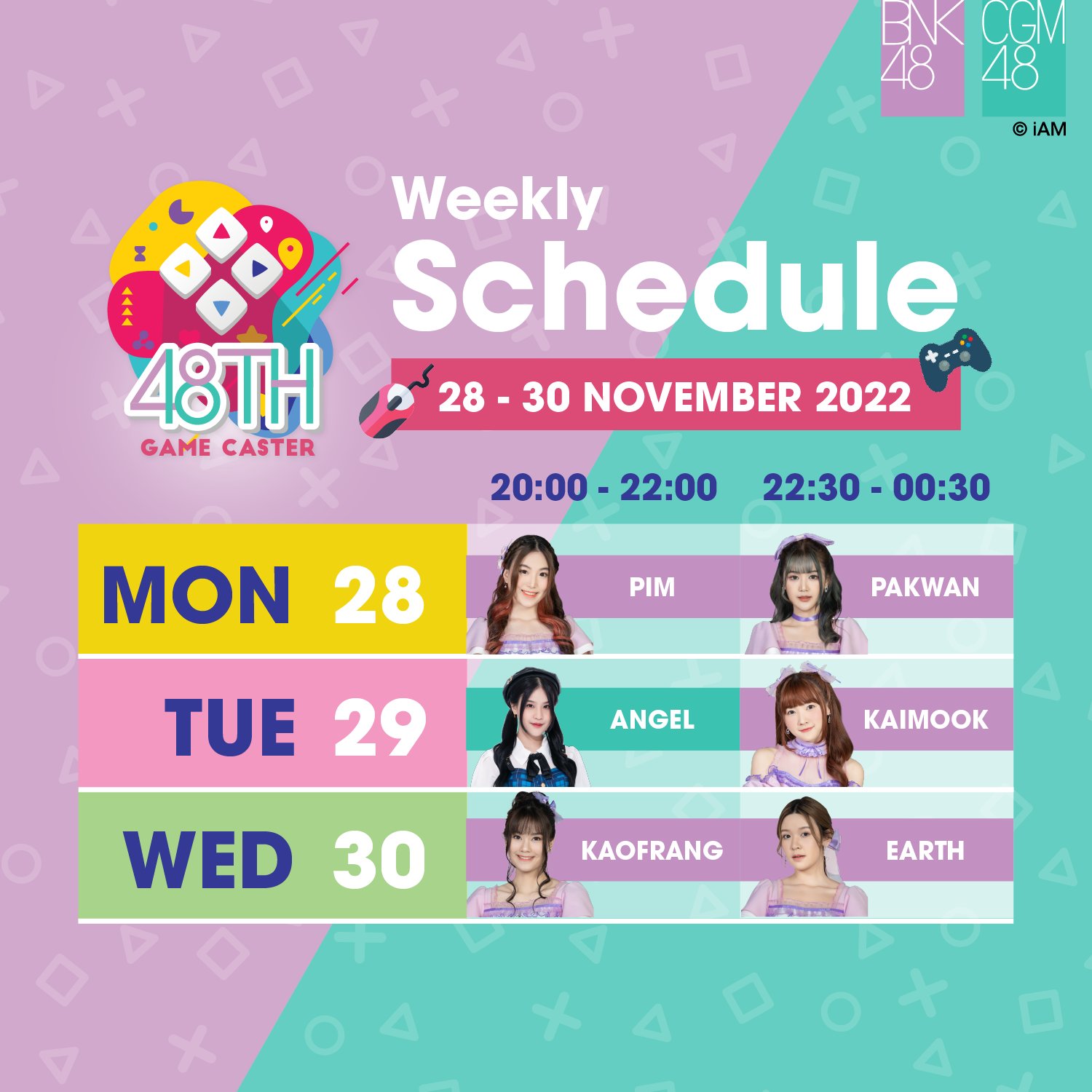 BNK48 #BNK48_Believers ☁️🌟 on Twitter: "🎮Weekly Schedule : 28-30 NOVEMBER 2022👾 พบกับเหล่า ...