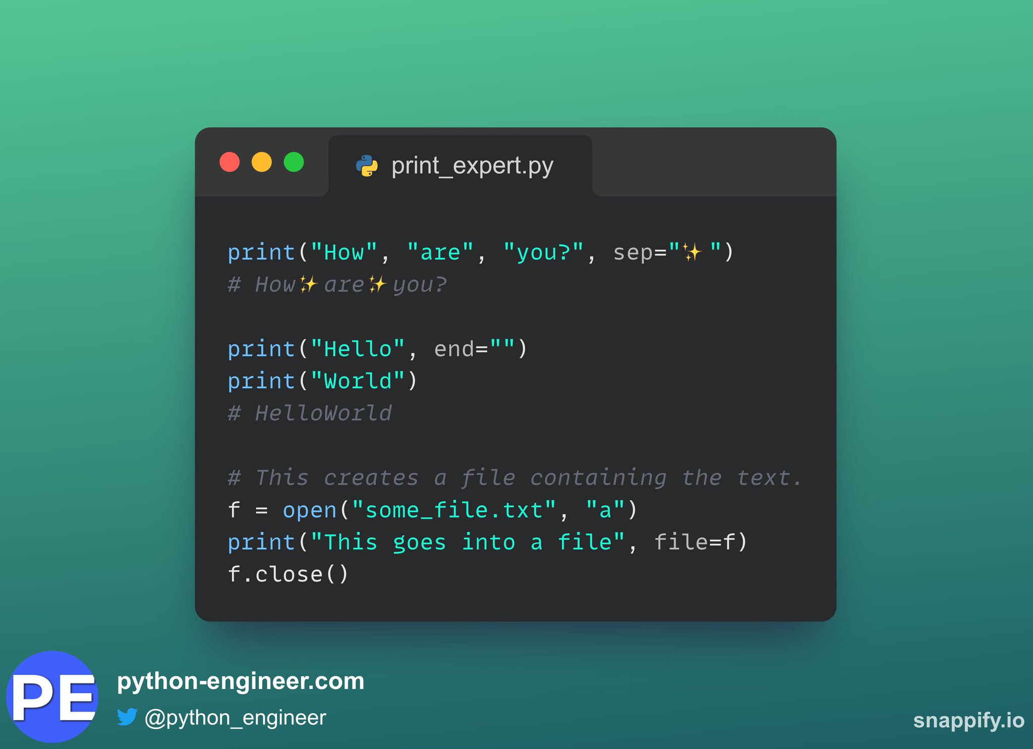 Python On Twitter Python Tip Print Has Optional Arguments Like Sep End File