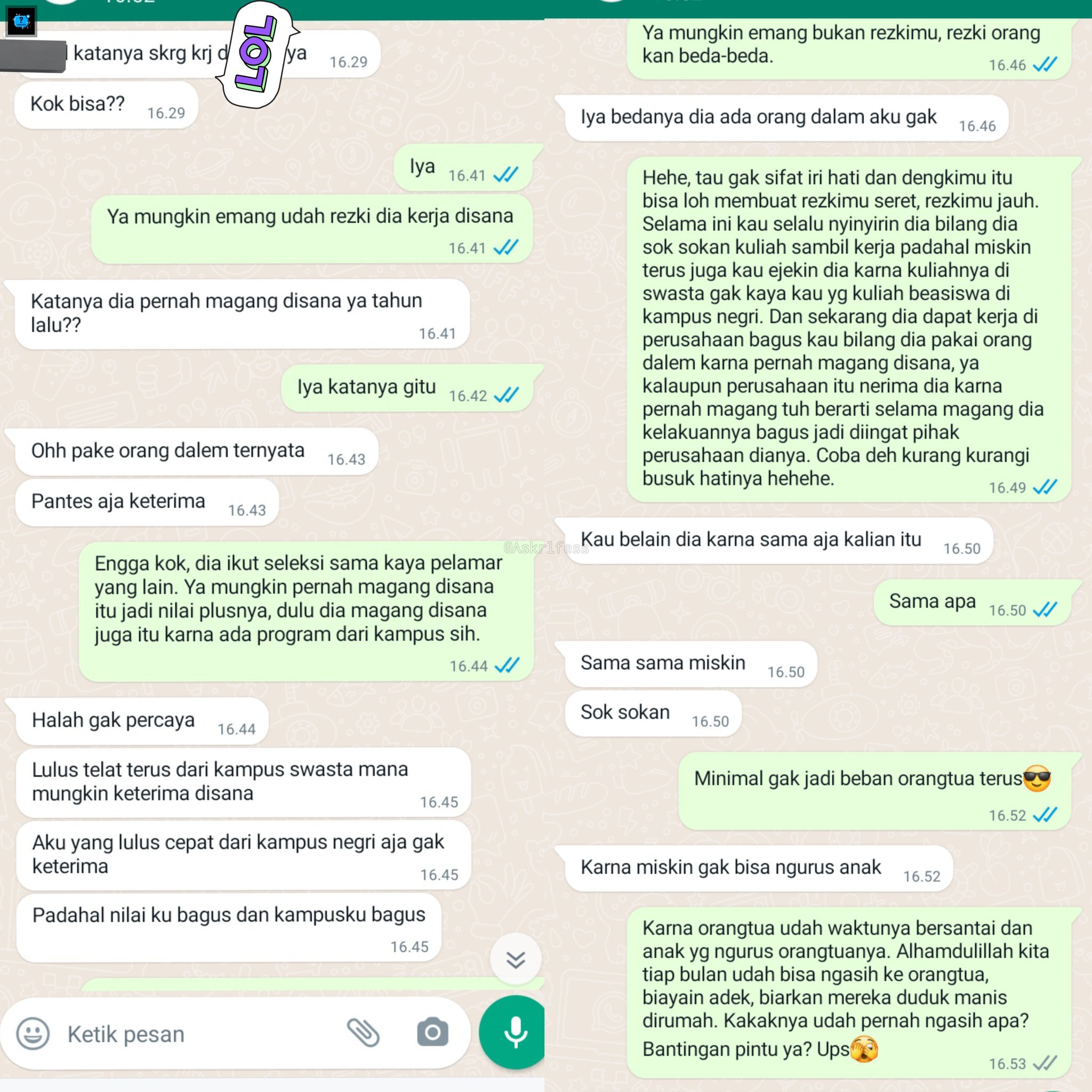 Askrlfess on Twitter: "[Askrl] Ini sepupuku (kak F) sering banget nyinyirin sepupuku yg lain ...