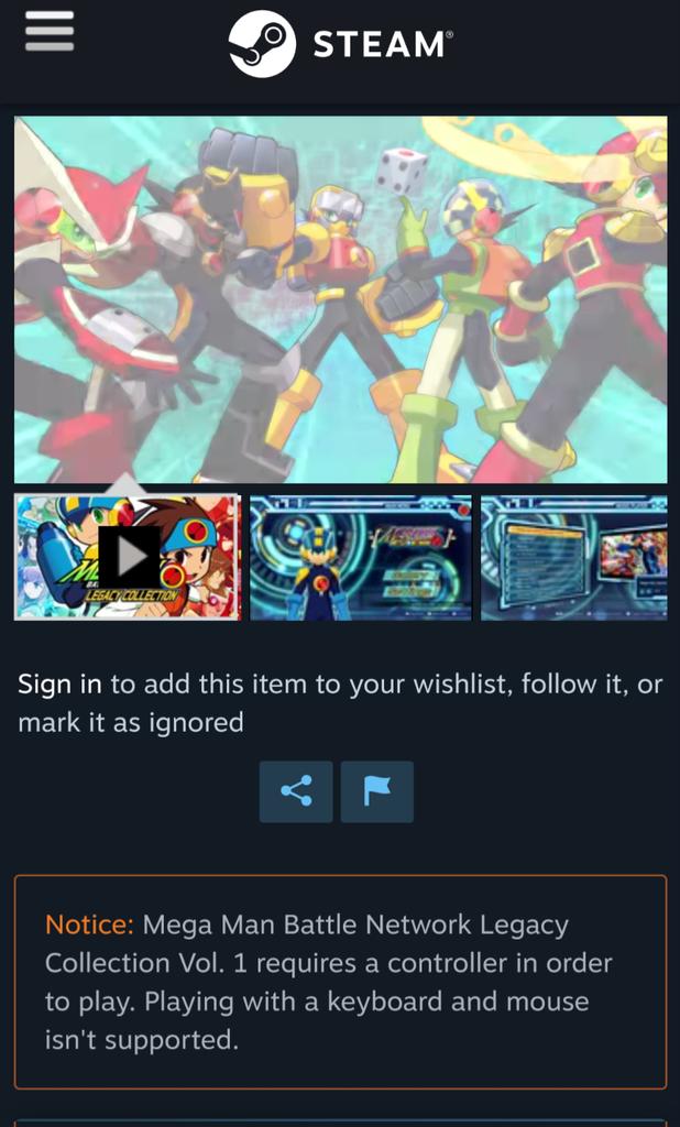 Brian on Twitter: "A notice posted to Mega Man Battle Network Legacy Collection's Steam page ...