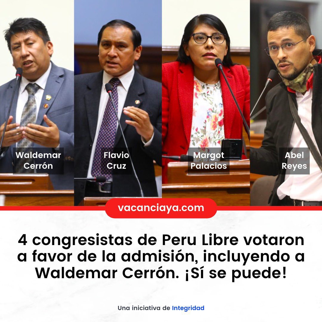 Integridad On Twitter Cuatro Congresistas De Perú Libre Incluyendo