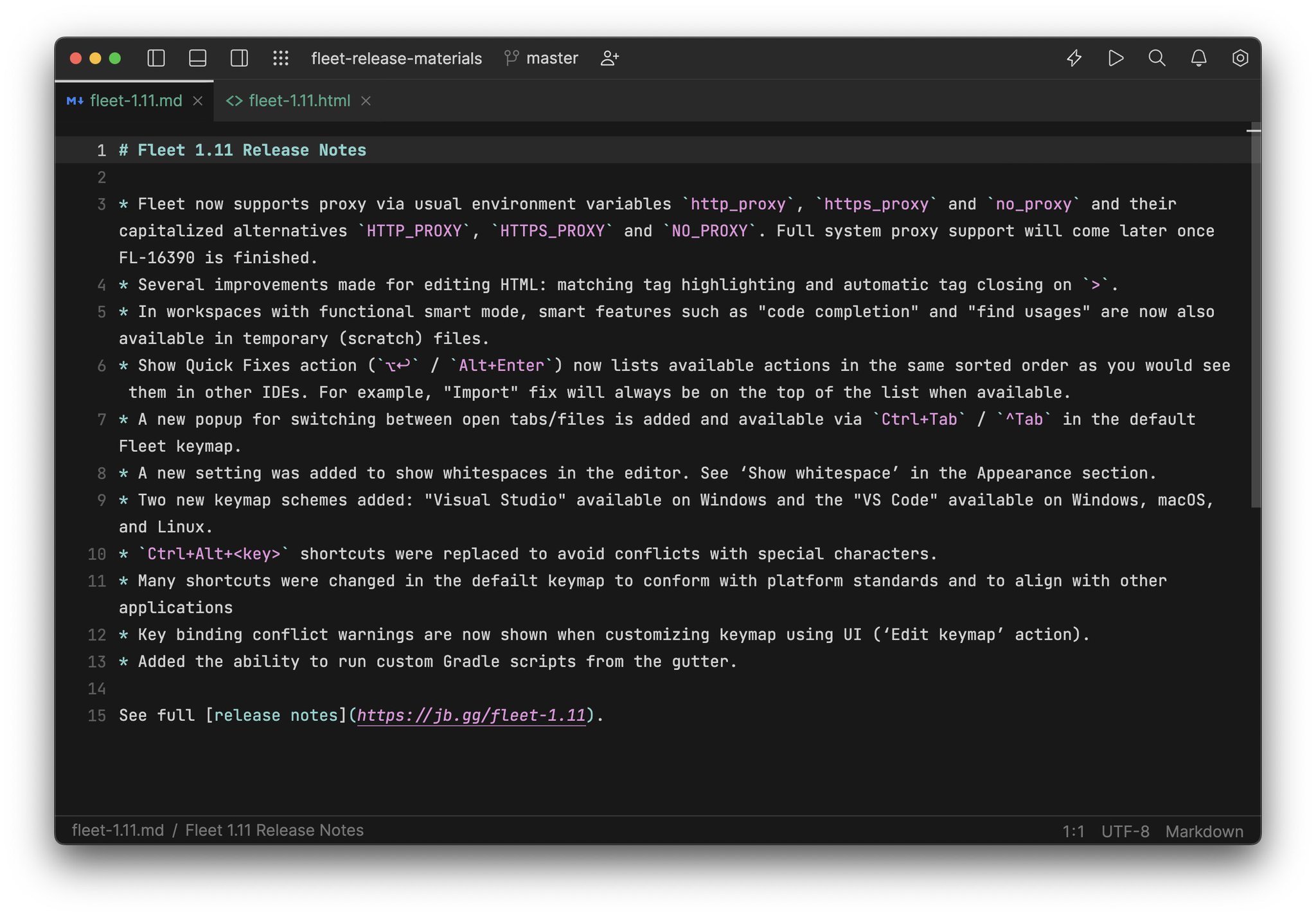 JetBrains Fleet on Twitter: "Fleet 1.11 has landed. Check it out! Full changelog: https://t.co ...