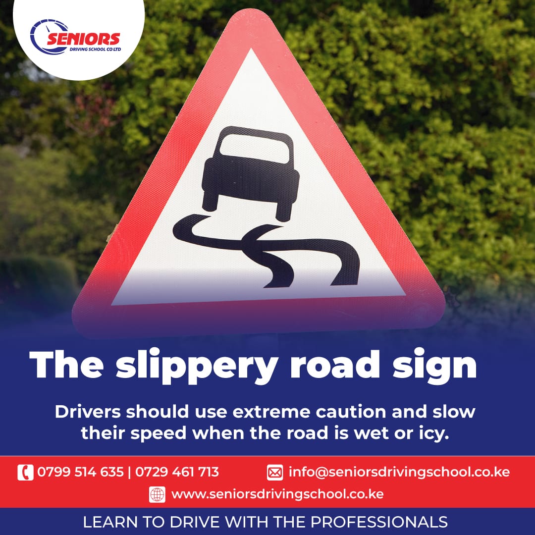 Caution Slippery Road Sign