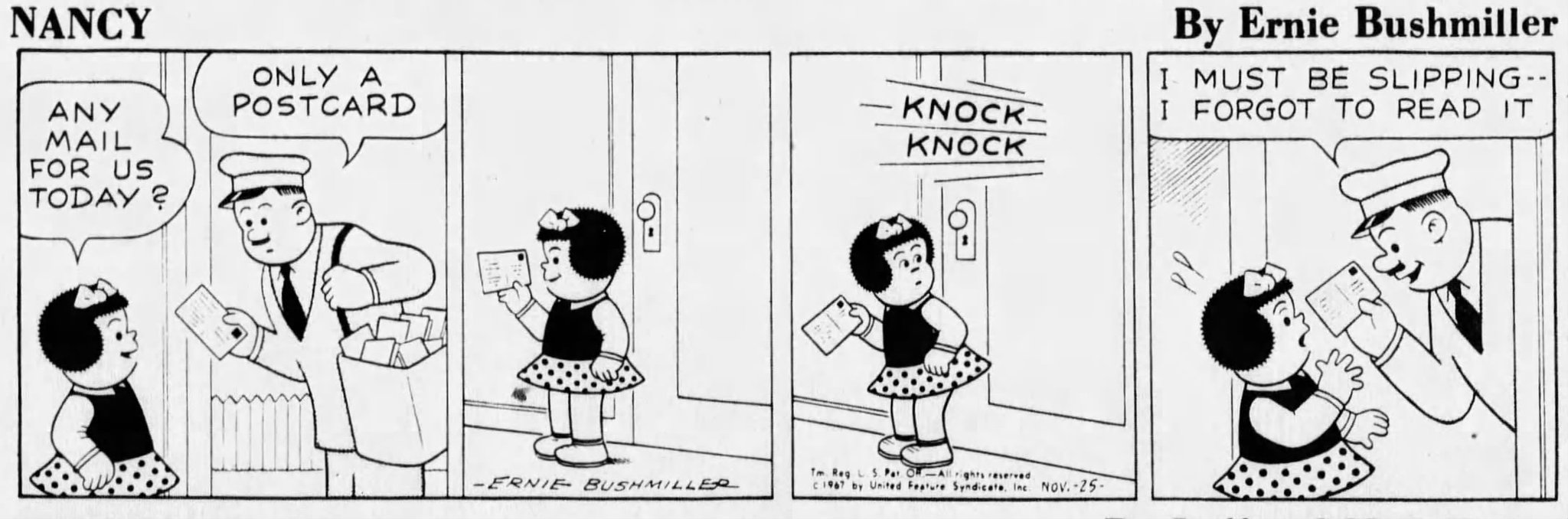 Nancy Comics by Ernie Bushmiller on Twitter: "Nancy By Ernie Bushmiller 11.25.67 https://t.co ...