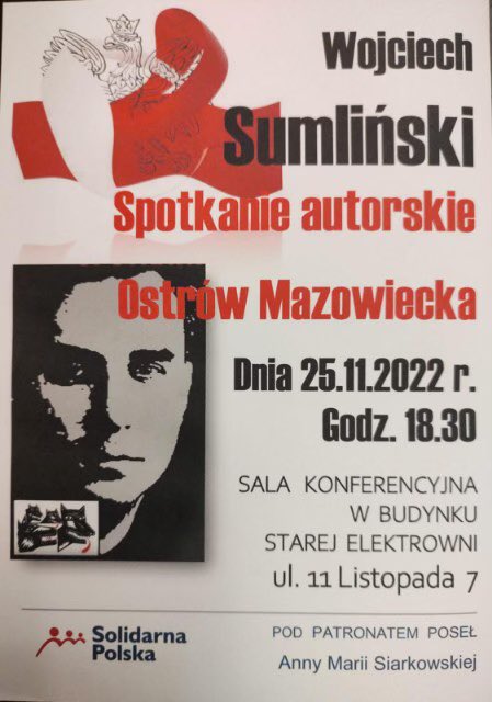 Wojciech Sumlinski on Twitter: "Już dziś, o 18.30 - w Ostrowi Mazowieckiej, a jutro, o 9.00 w ...
