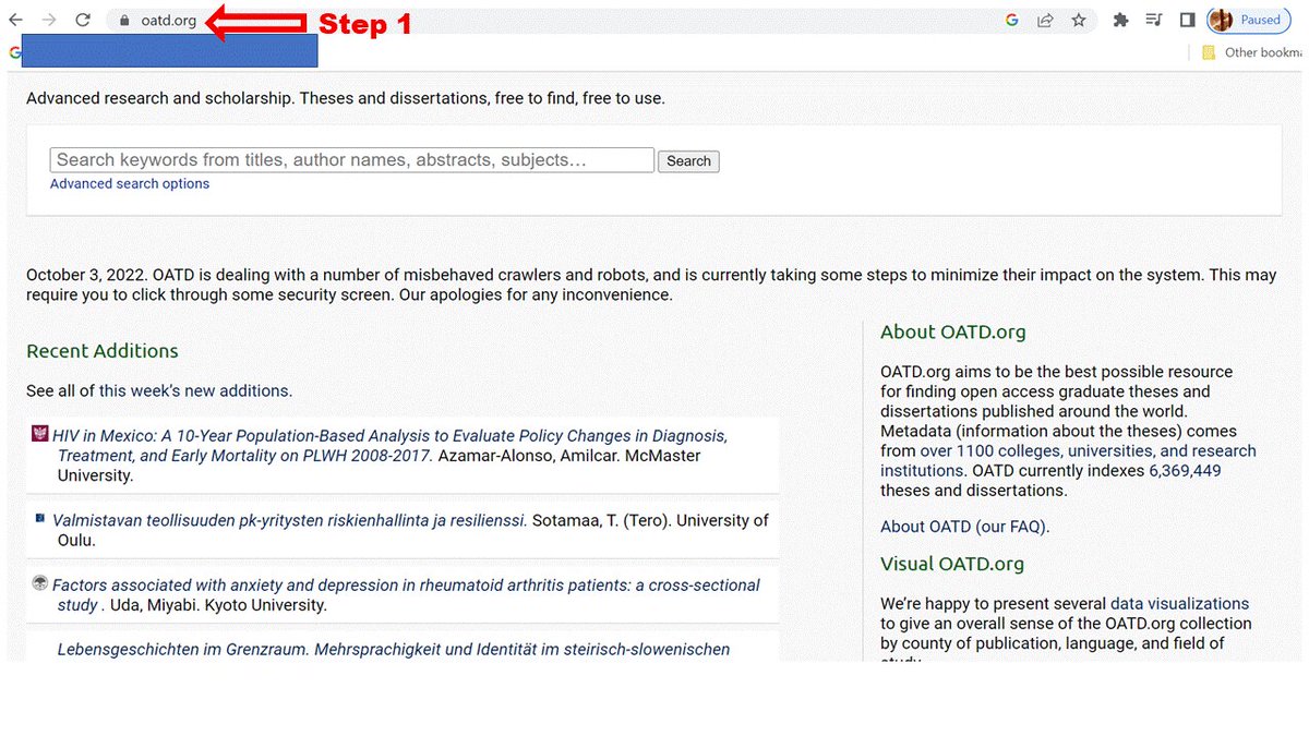 Hi MBA, MSc, and PhD students, How to use open access thesis and dissertation (OATD) to search ...