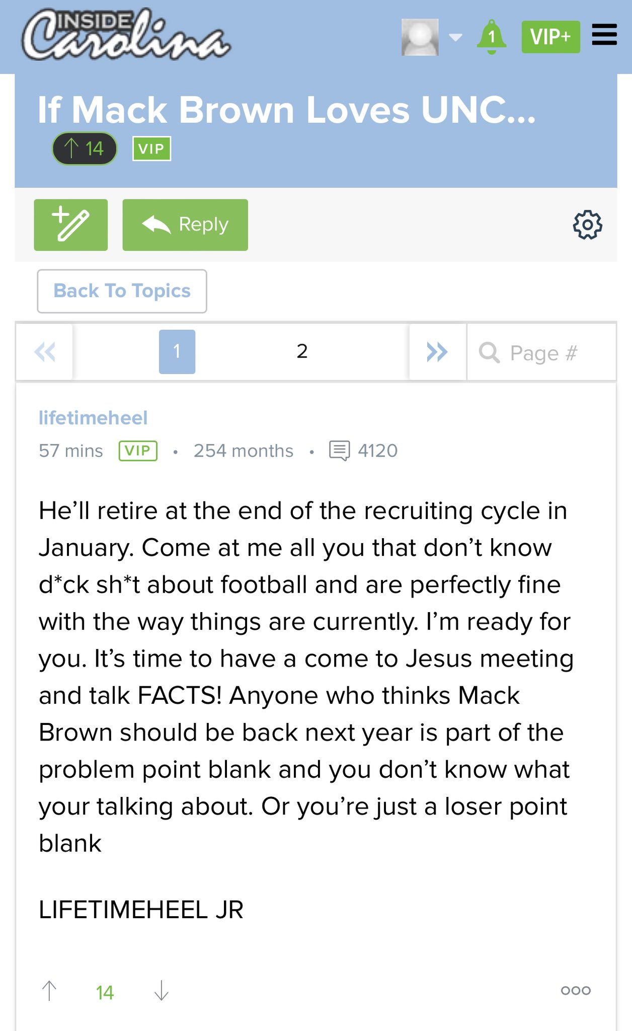 Message Board Geniuses on Twitter: "If Mack Brown loves #NorthCarolina he will retire. https://t ...