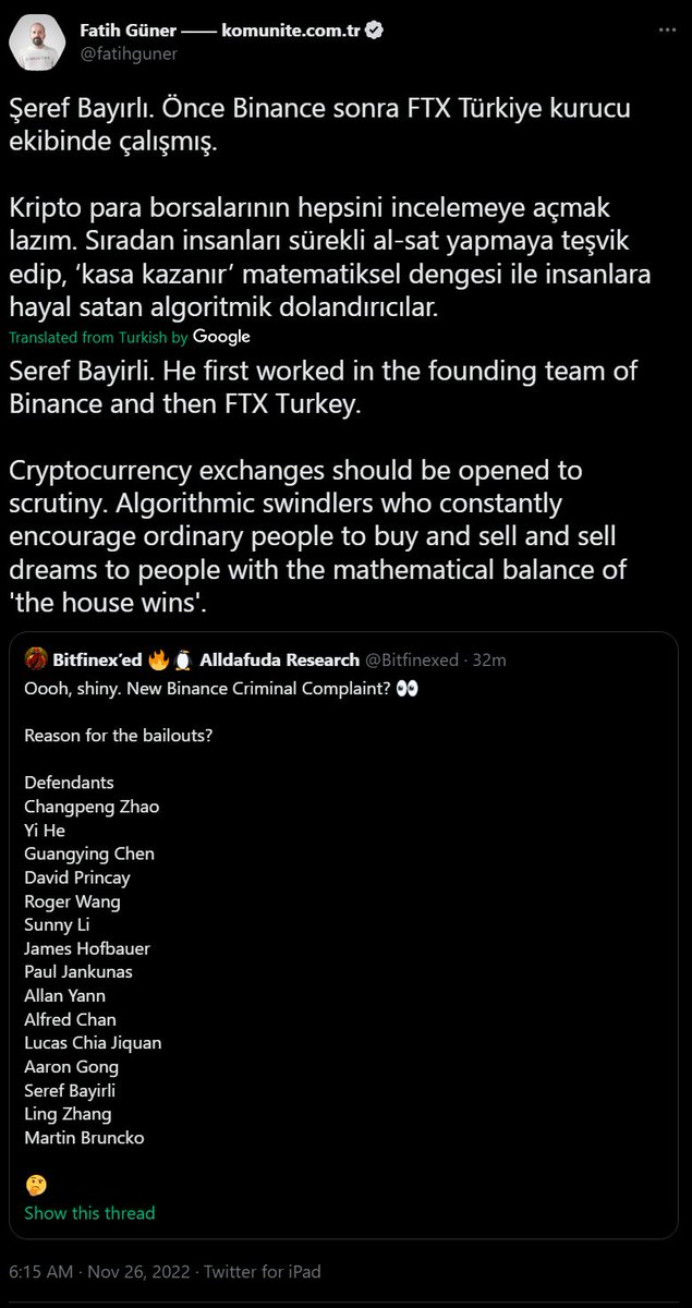 Oooh, shiny. New Binance Criminal Complaint? 👀 Reason for the bailouts? Defendants Changpeng ...