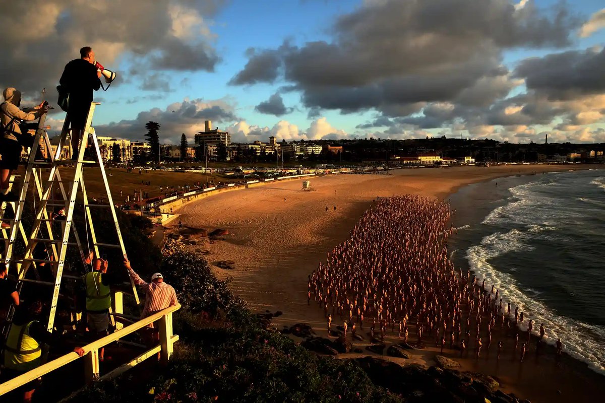 Beach Bums Bondi Bares All For Spencertunicks Art Installation