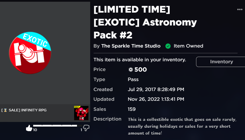 Evercyan on Twitter: "Black Friday sale in Infinity RPG! The limited-time Astronomy Packs #1-3 ...