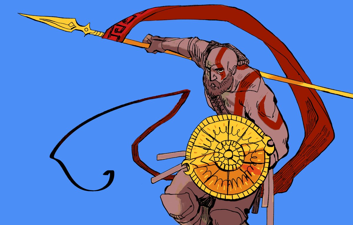 「the first weapon a spartan learns #Godof」|Apollo💖💀のイラスト