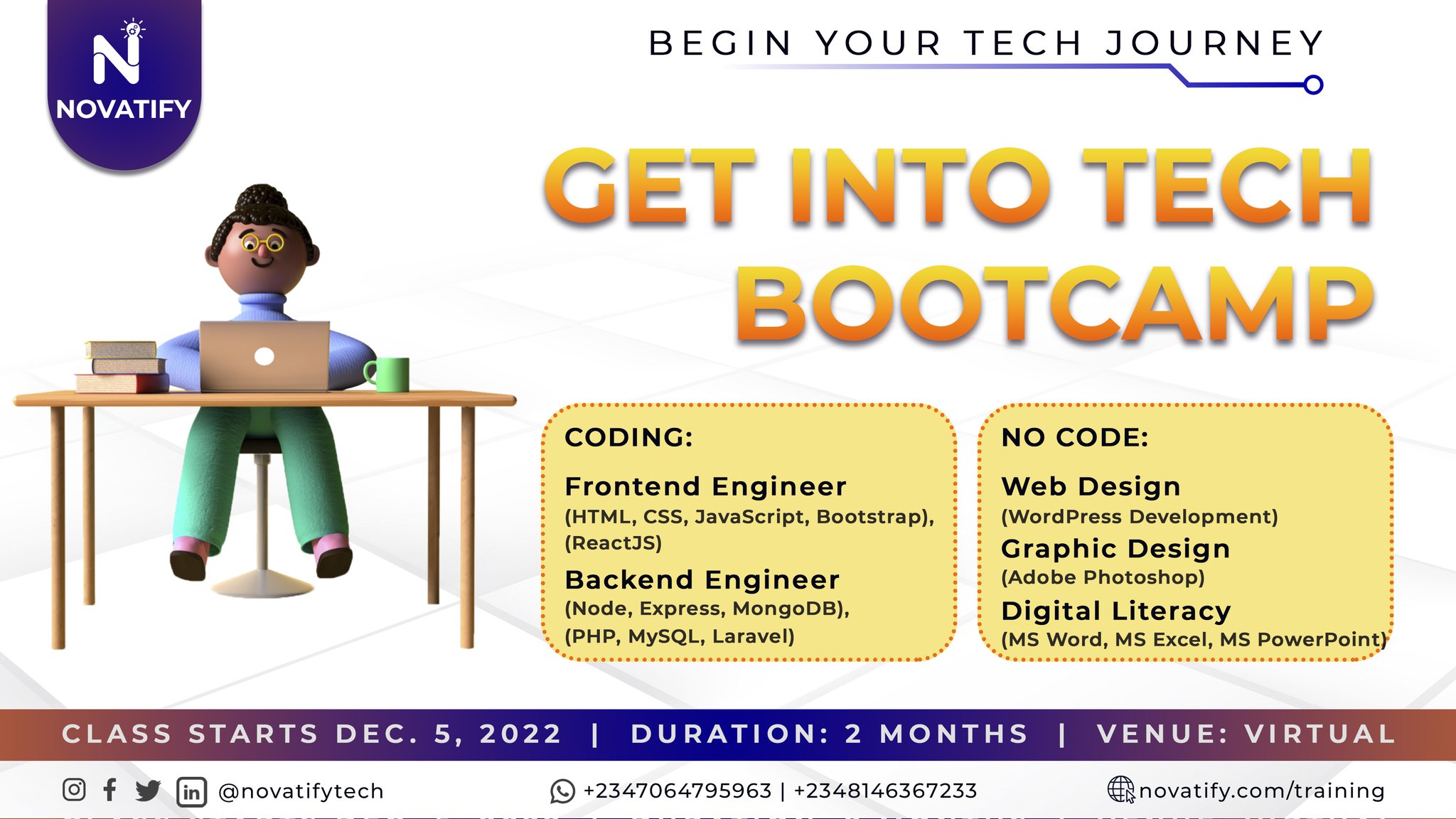 Novatify Technologies on Twitter: "Kick start your tech career with #novatify. You can still get ...
