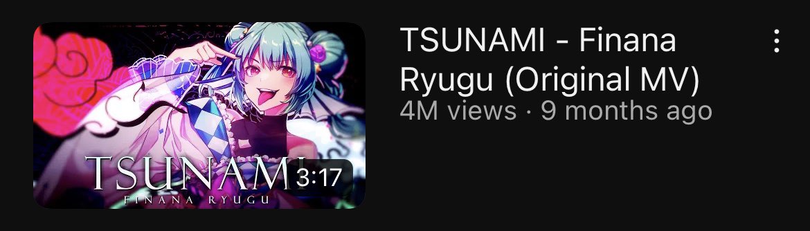 Finana Ryugu 🐠 NIJISANJI EN on Twitter: "THANK YOU FOR 4 MILLION VIEWS ON TSUNAMI EVERYONE!!! 🥺🥳 ...