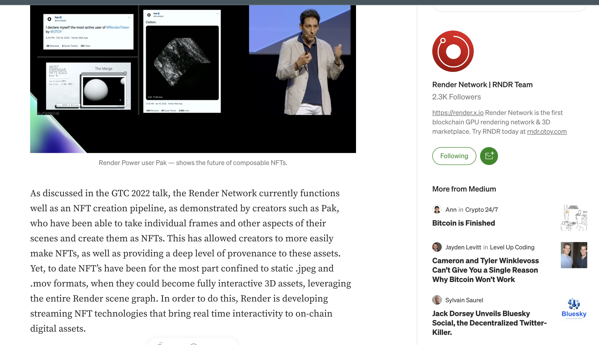 Rocky on Twitter: "下一个周期我最看好的100X代币，#RNDR 目前apple跟NASA都在跟它合作，而流媒体NFT，将是有意思的模型！ https://t.co ...