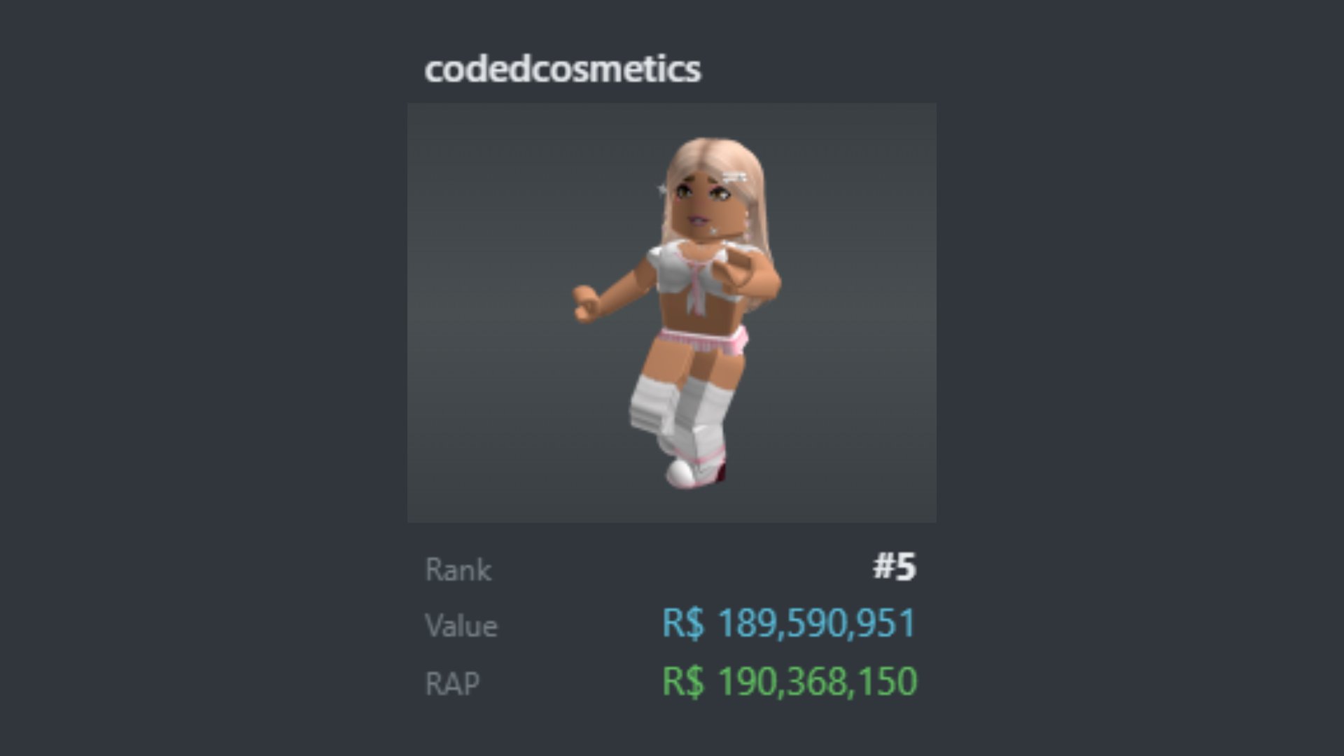 RBXNews on Twitter: "codedcosmetics is no longer the "Richest Roblox Player" after losing over ...