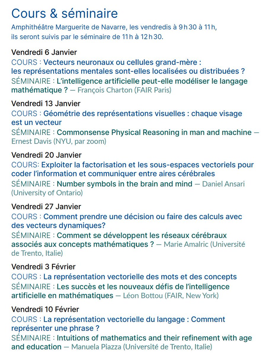 Stanislas Dehaene on Twitter: "Mon cours au Collège de France, qui commence le 6 janvier 2023 ...