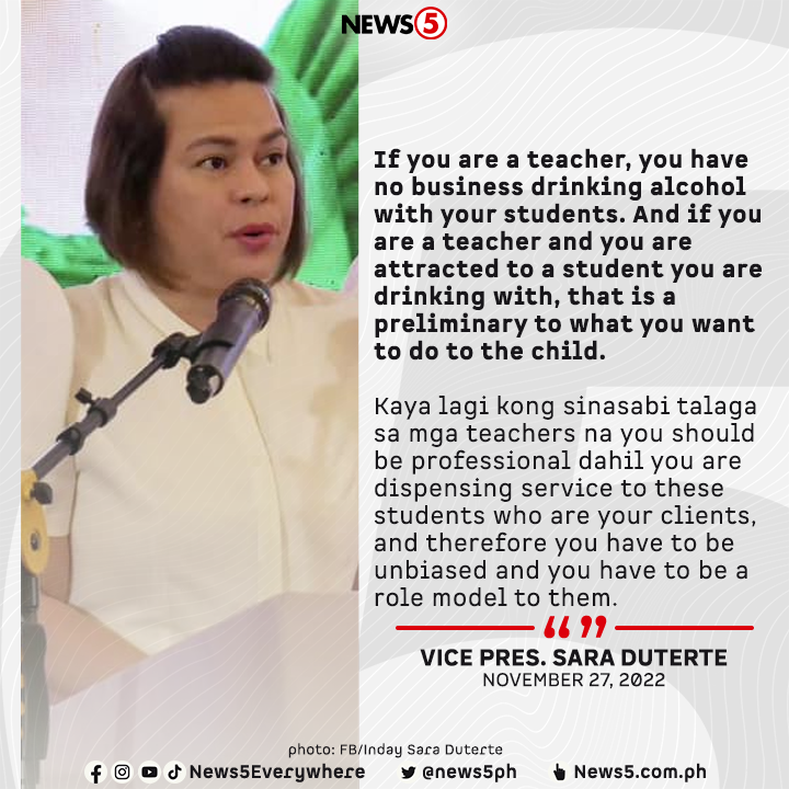 News5 on Twitter: "Hindi dapat nakikipag-inuman ng alak ang isang guro sa kaniyang mga ...