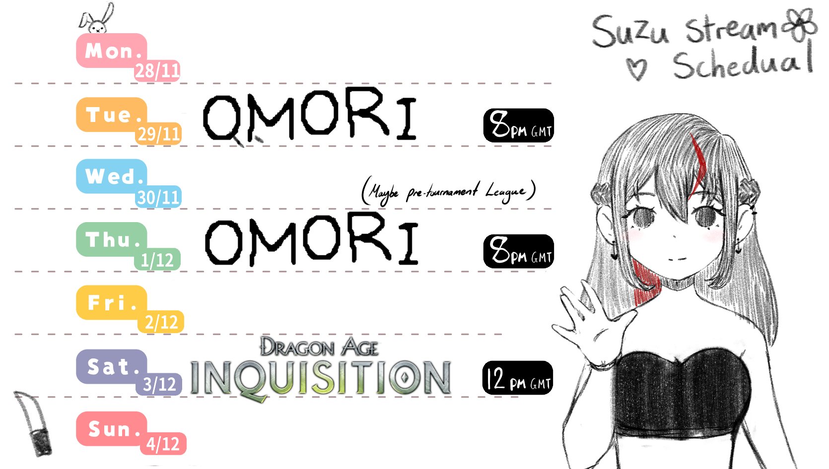 Suzu on Twitter: "While I cry over being scammed pls check my schedule this week uwu https://t ...