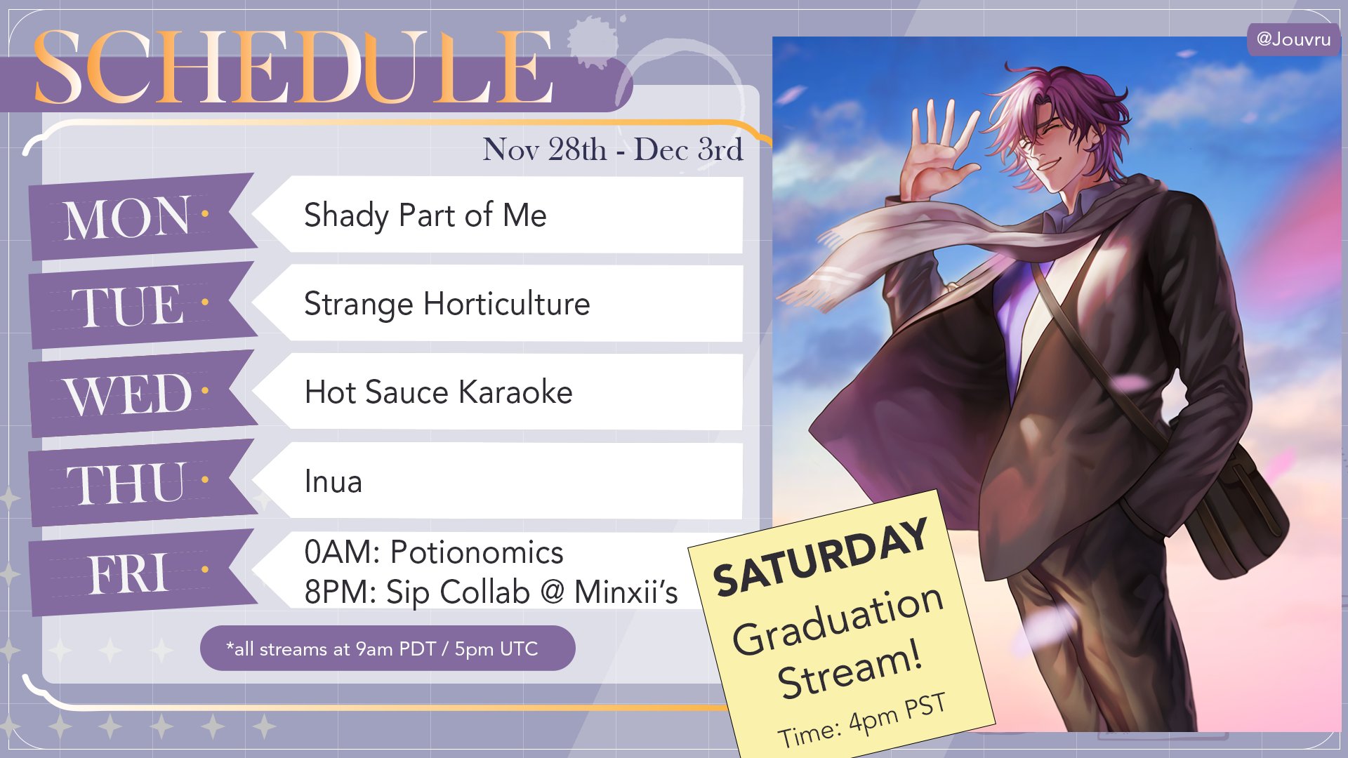 🧣LexParté⚖️(Graduating Dec 3rd) on Twitter: "🧣Schedule!⚖️ Nov 28th - Dec 3rd It's been a while ...