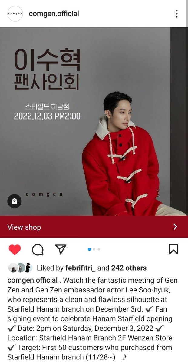 LeeSoohyuk_IndonesiaSister on Twitter: "Lee Soohyuk x Comgen Fansign event will be held on ...
