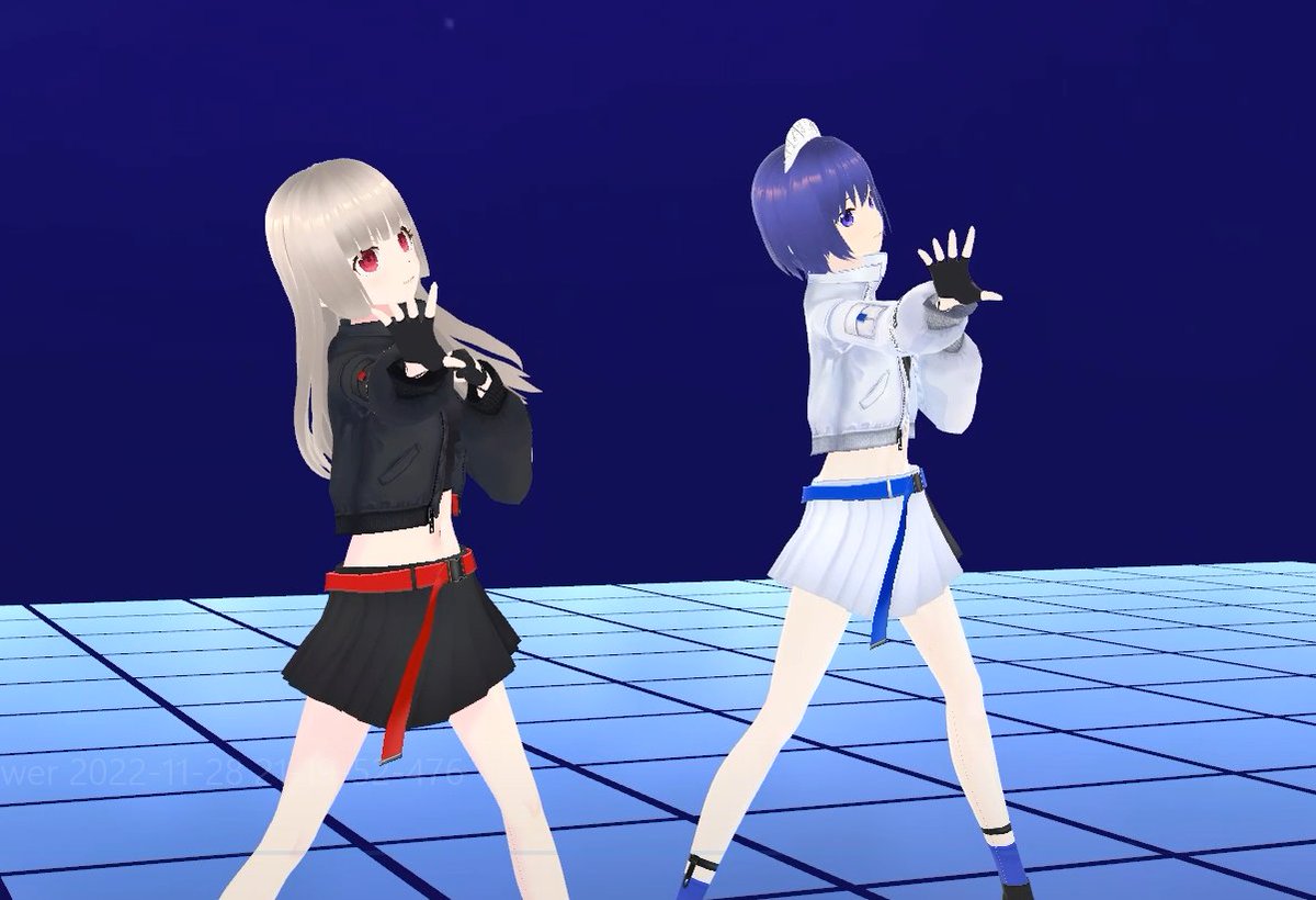 葵とルルナちゃんのダンス動画〔『VRM Live Viewer』・VRoid〕 / Twitter