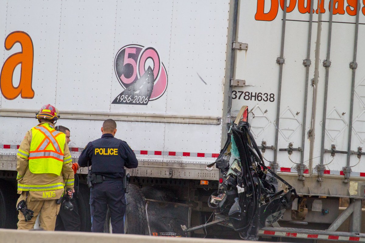 Shane B. Murphy on Twitter: "A few scene images of the severely damaged work truck after it ...