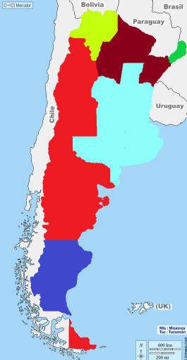 Dividiendo Argentina con sus vecinos Rojo claro para Chile Rojo oscuro ...