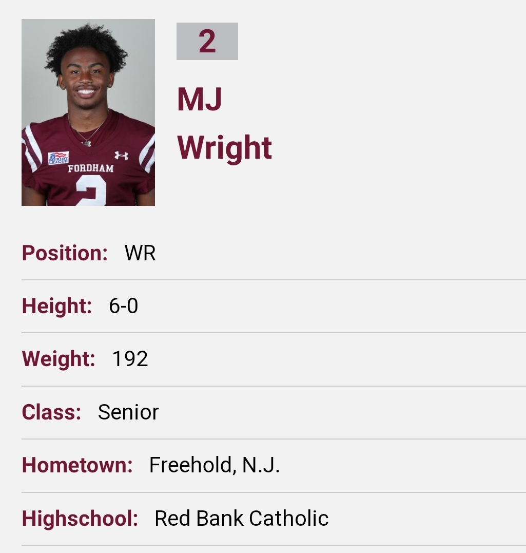 FarrellPortal on Twitter: "Fordham WR MJ Wright entered the portal as a grad transfer; finished ...