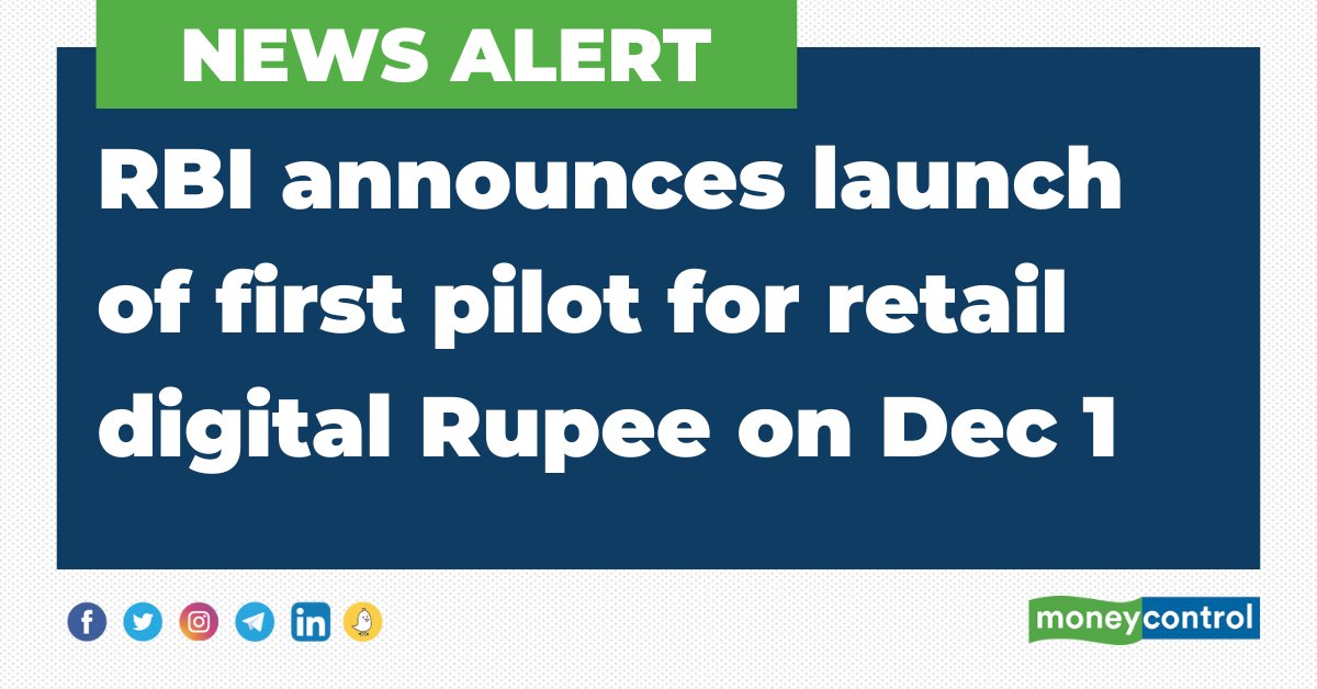 Moneycontrol on Twitter: "#NewsAlert | RBI announces the launch of the first pilot for retail ...