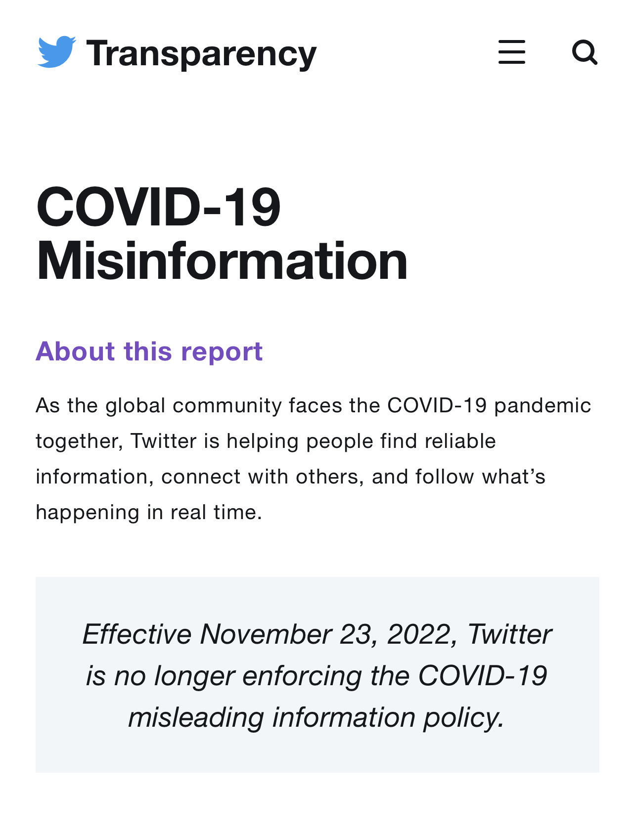 Kristina Lawson on Twitter: "As of November 23 ⁦@Twitter⁩ is no longer enforcing its COVID-19 ...