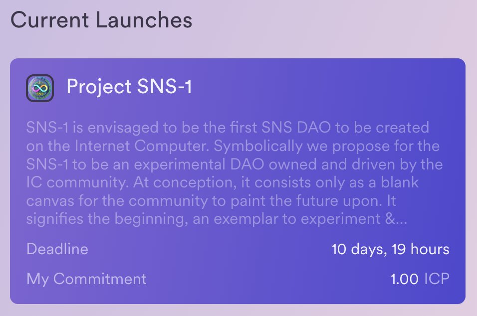 WeekinDfinity.icp on Twitter: "The long awaited SNS-1 launch is live at https://t.co/sf35m0ZvnI ...