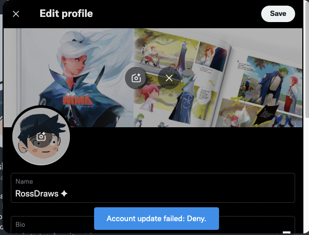 RossDraws on Twitter: "hey @TwitterSupport, trying to change my name but I get 'account update ...