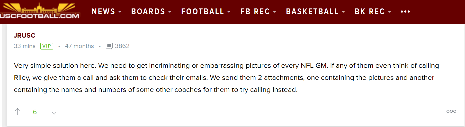 Message Board Geniuses on Twitter: "#USC fan has a foolproof plan to keep Lincoln Riley from ...