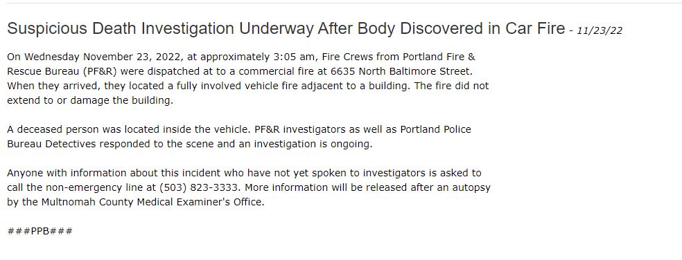 Portland Homicide On Twitter Still No Updates On This Investigation